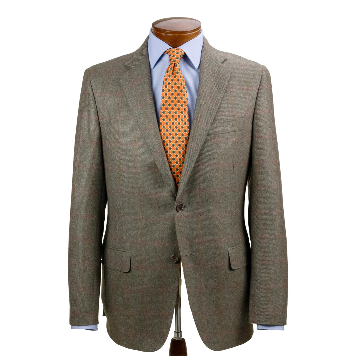 Light Red and Orange Double Windowpane Cashmere Sport Coat – The ...