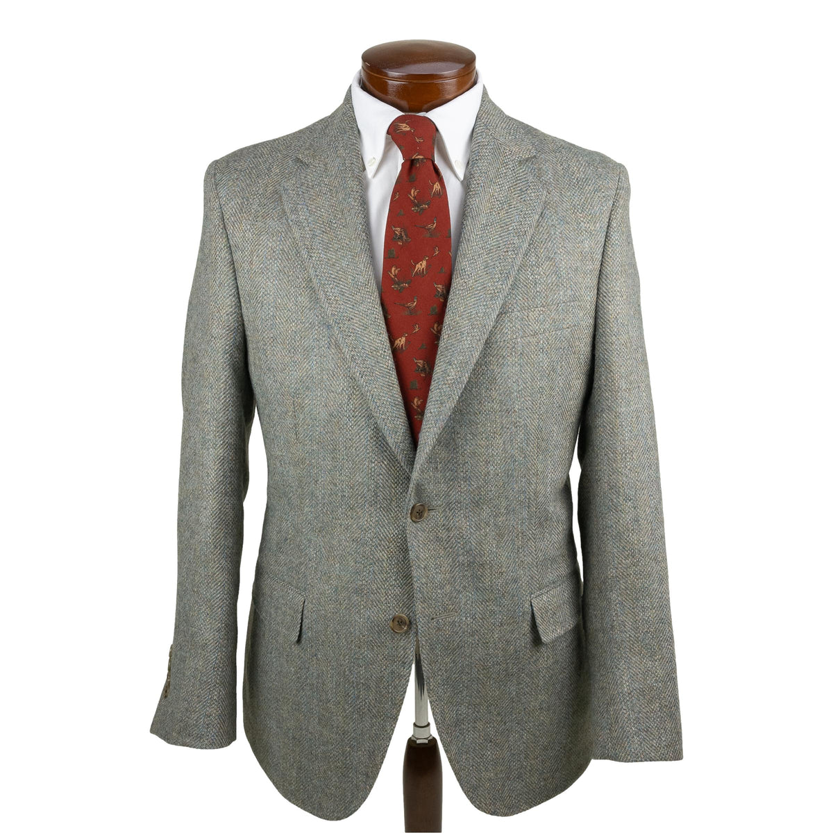 Lovat Blue Mix Herringbone and Barley Corn Wool Sport Coat – The ...