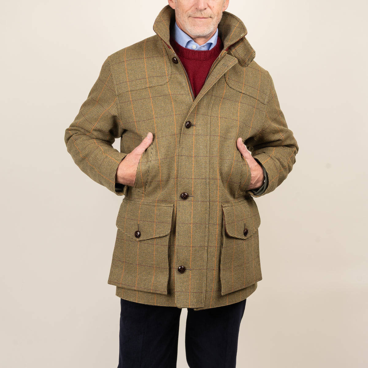 Chrysalis Chepstow Jacket in Maroon and Orange Windowpane – The Andover ...